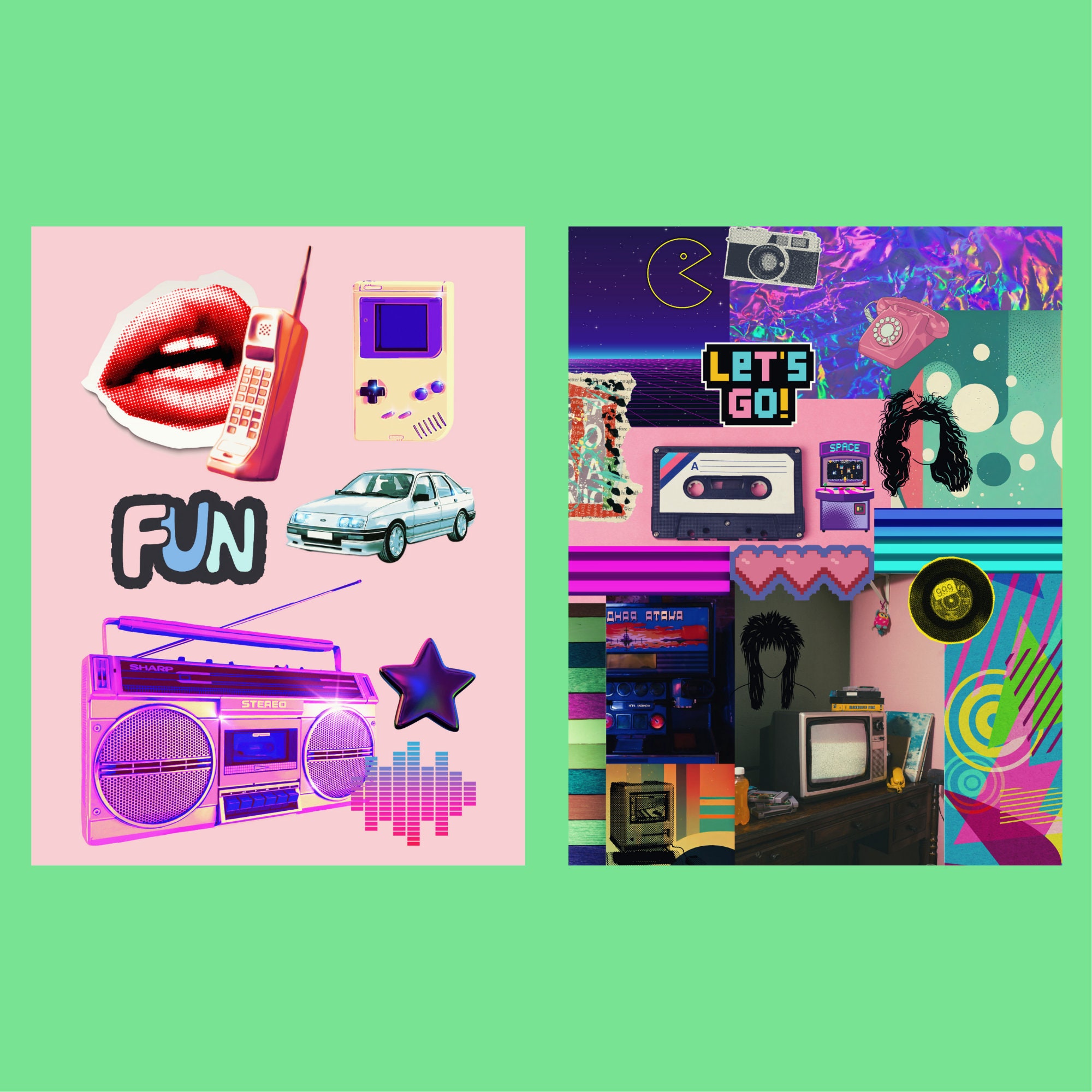 Printable 80s Journal Sheets, Retro Collage, Digital Ephemera, Junk ...