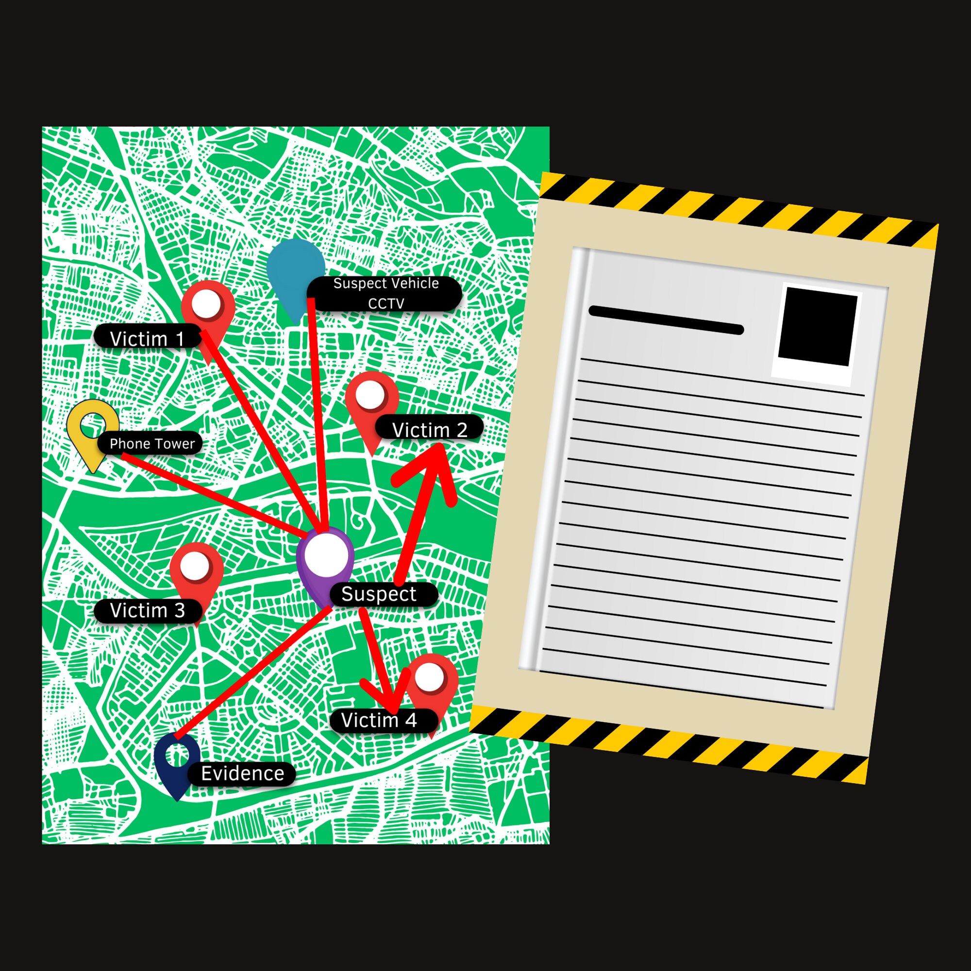 Criminal Investigation Prints, Journal Tags, Crime Map, Suspect, Junk ...
