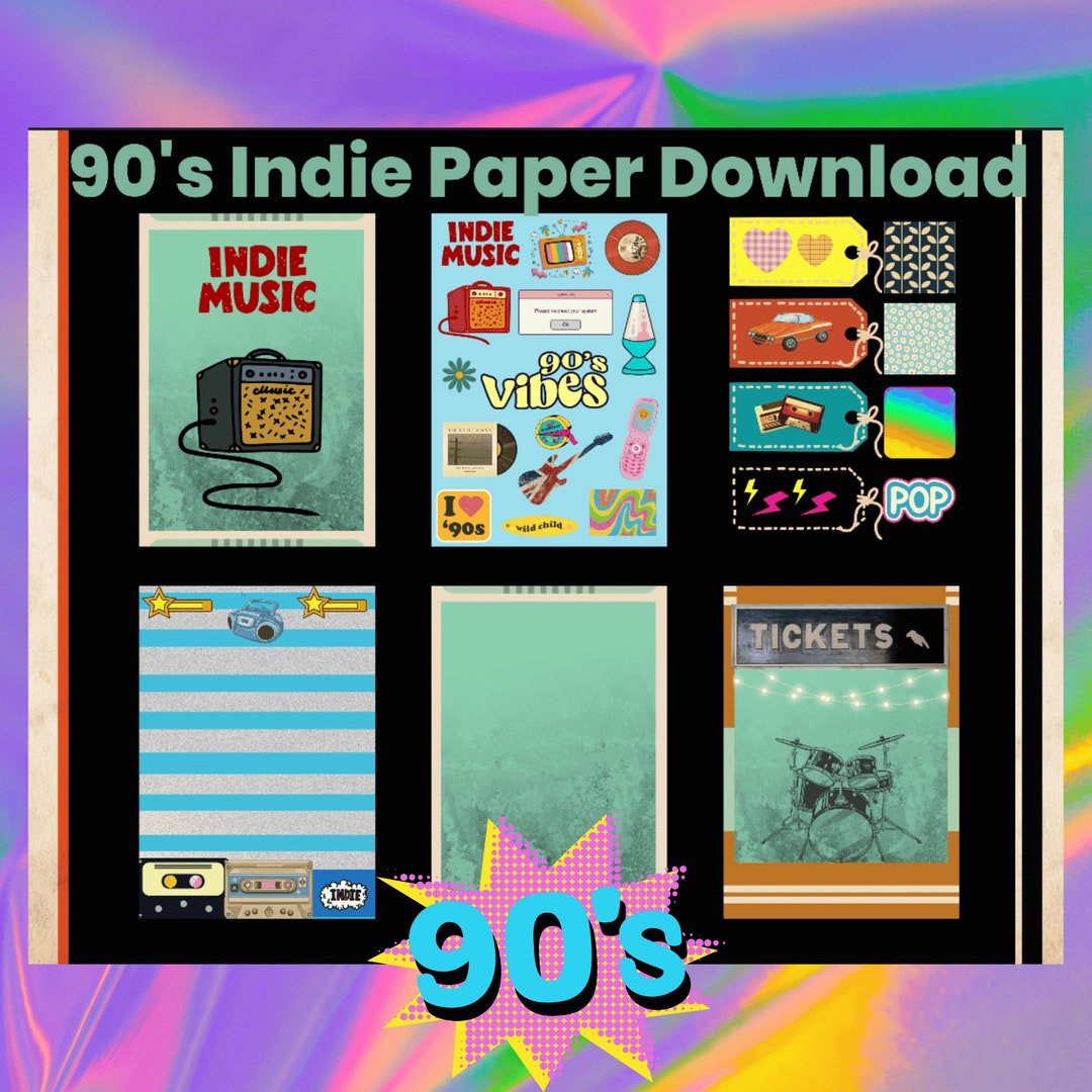 Printable 90s Ephemera, Junk Journal, Collage Sheets, Indie Theme, PNG ...