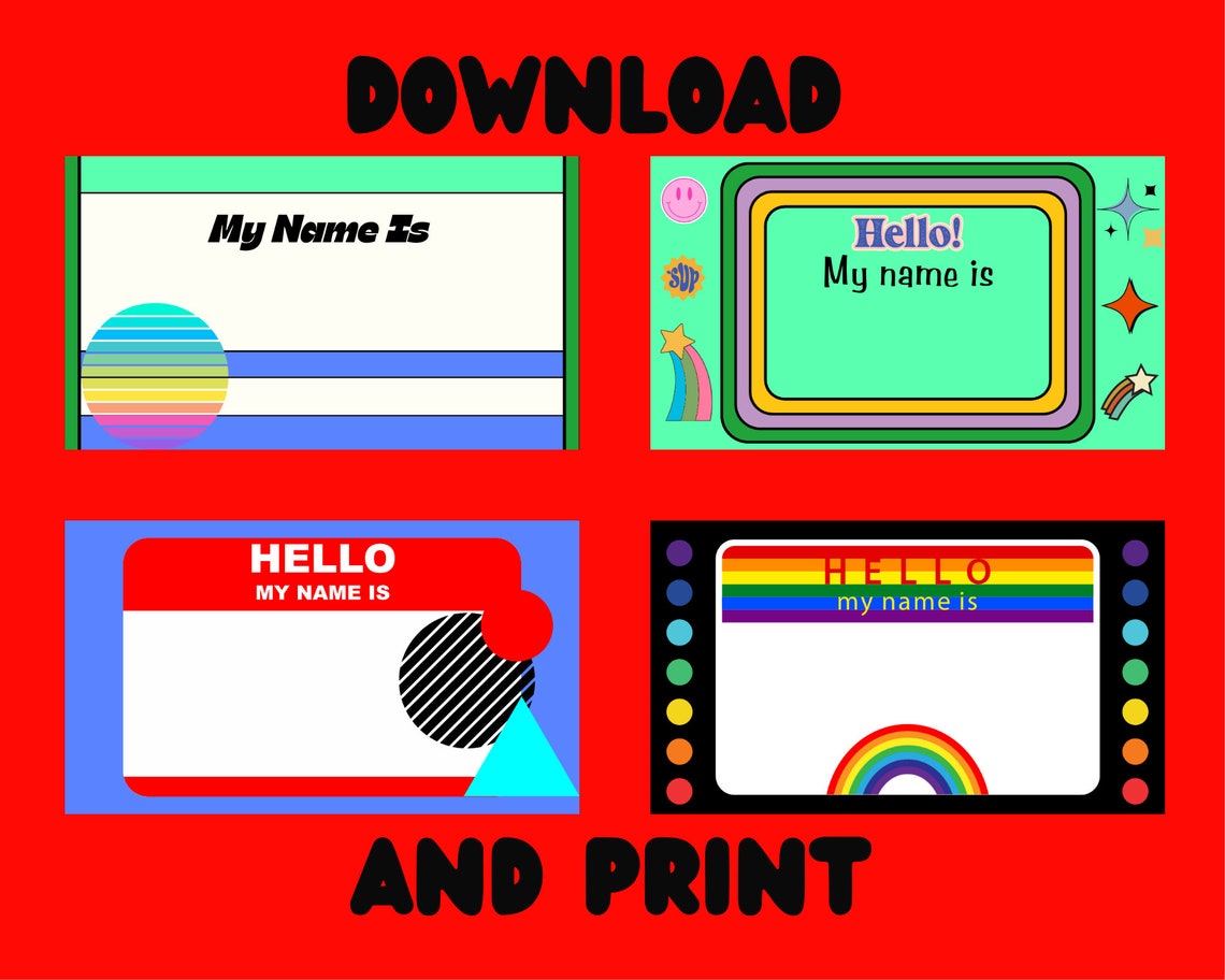 Name Tag Prints Digital Labels Badge Inserts PNG - Etsy