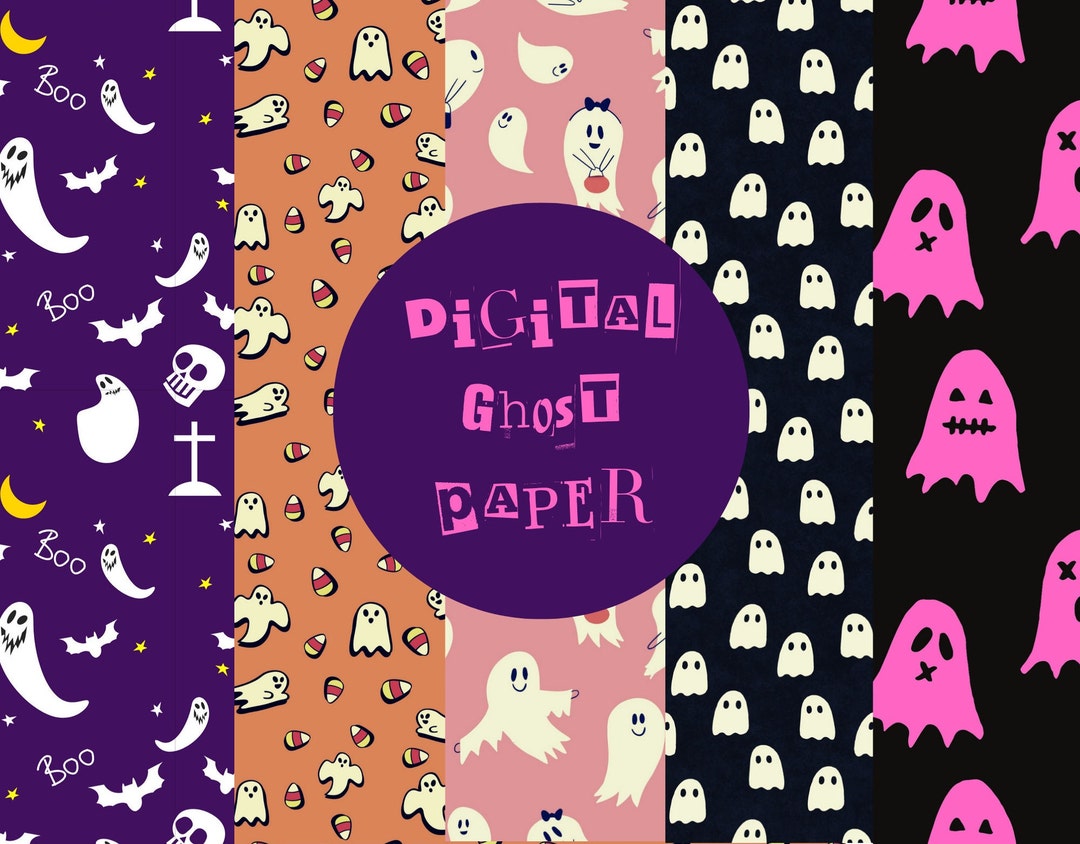 Digital Ghost Backgrounds, Ghost Patterns, Halloween Paper - Etsy