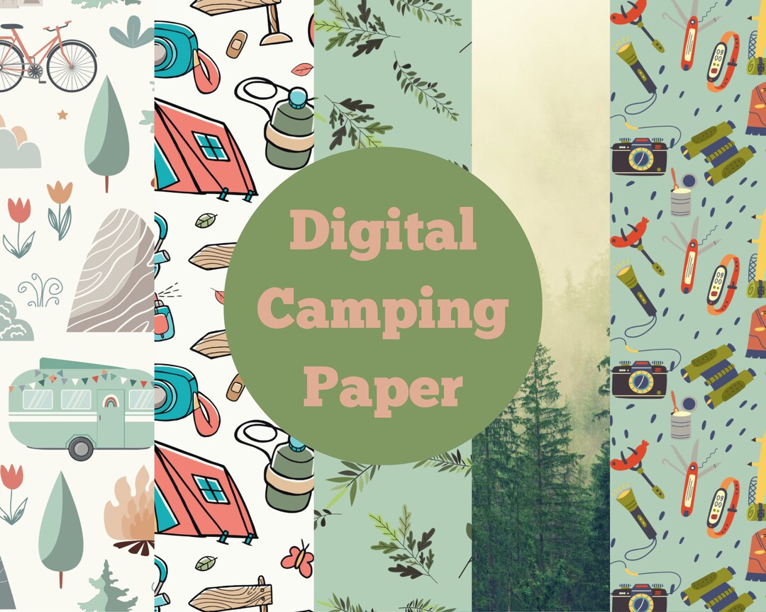 Digital Camping Backgrounds, Printable Paper, Patterns, Forest, Nature ...