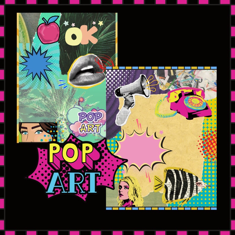 Printable Pop Art Journal Papers, Digital Scrapbook Prints - Etsy