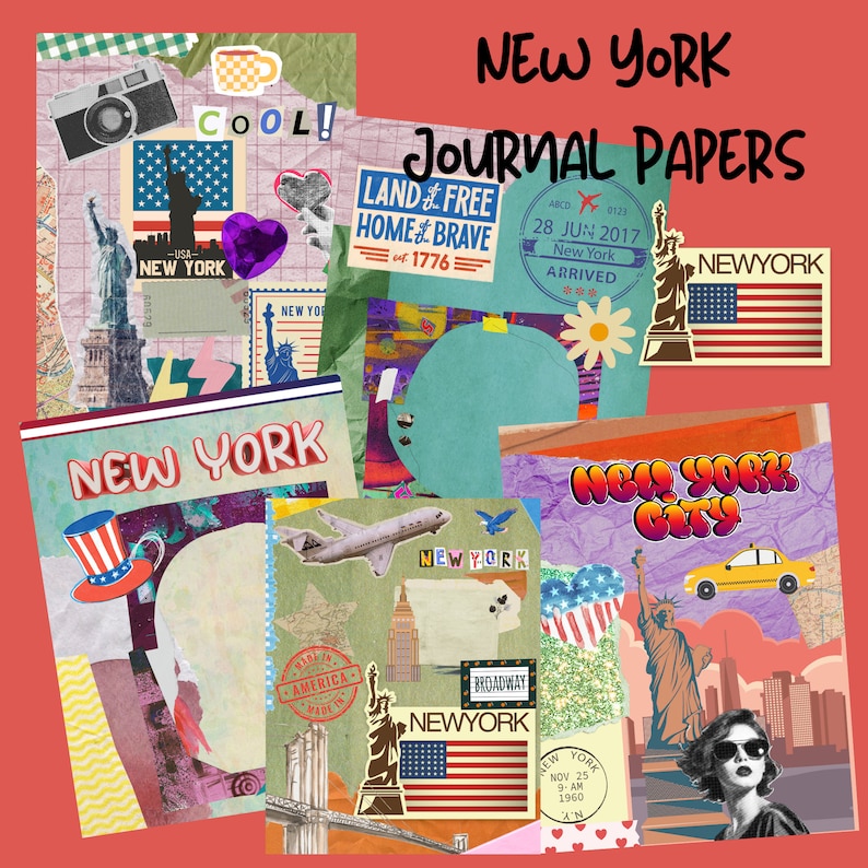 New York Journal Papers, Collage, Scrapbooking, Digital Prints - Etsy