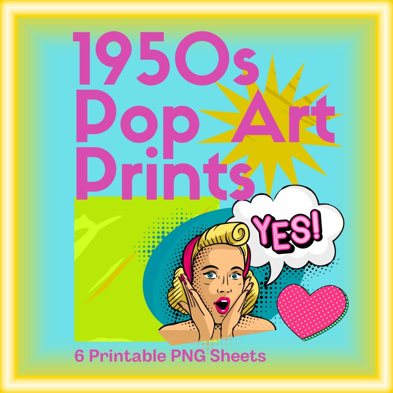 Printable 950s Pop Art Paper, Journal Pages, Scrapbooking, Collage ...