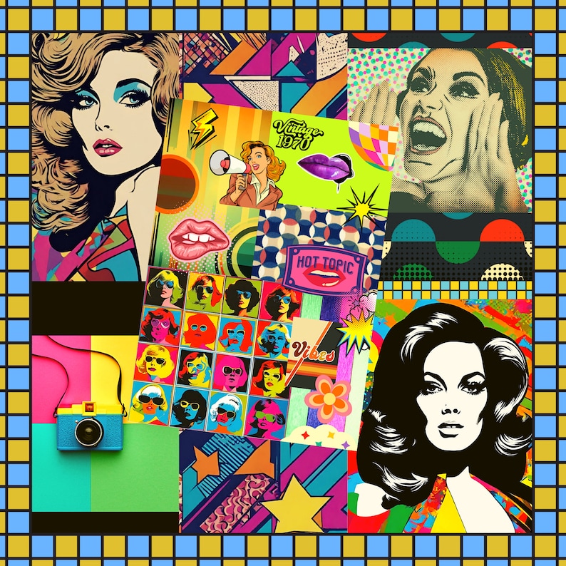 1970s Pop Art Prints Digital Paper 70s Printable Pop Art - Etsy