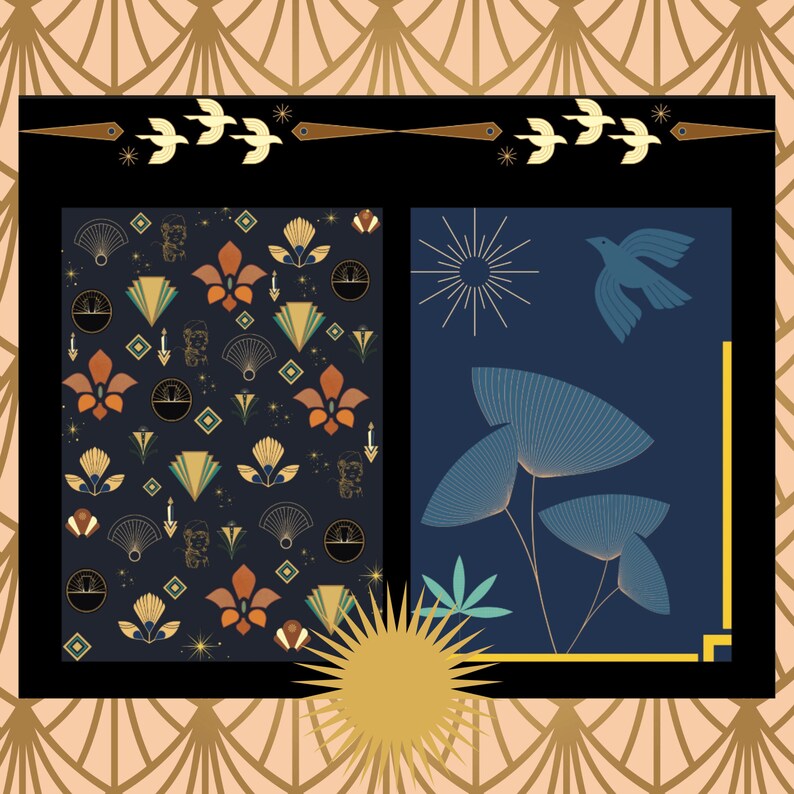 Art Deco Digital Paper, 1920s Prints, Geometric Backgrounds - Etsy