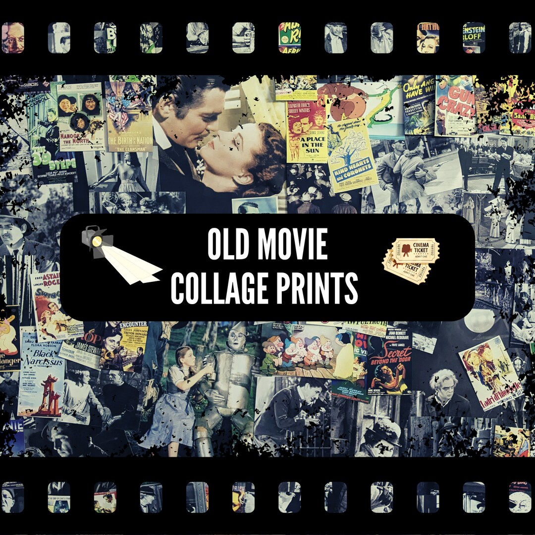 Printable Classic Movie Collage Prints, DIY Craft, Scrapbook Paper ...