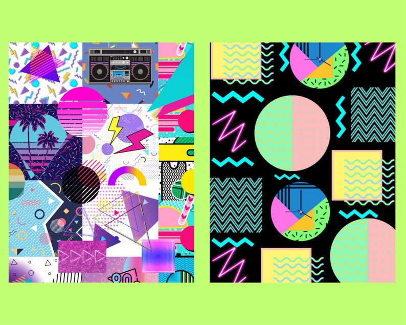 Digital Paper, 80s Retro Prints, Mixed 80s Patterns, Background Paper ...