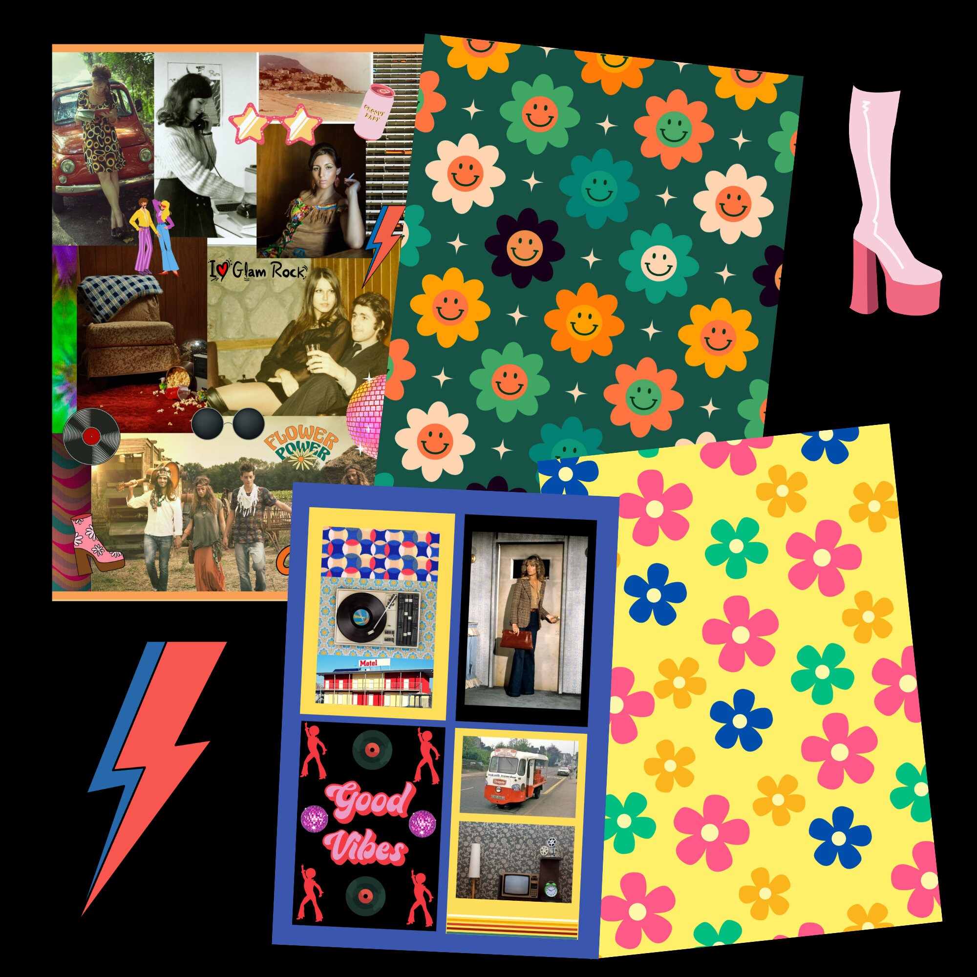 1970s Junk Journal Kit, Retro 1970s Prints, Scrapbooking, Collage, PNG ...