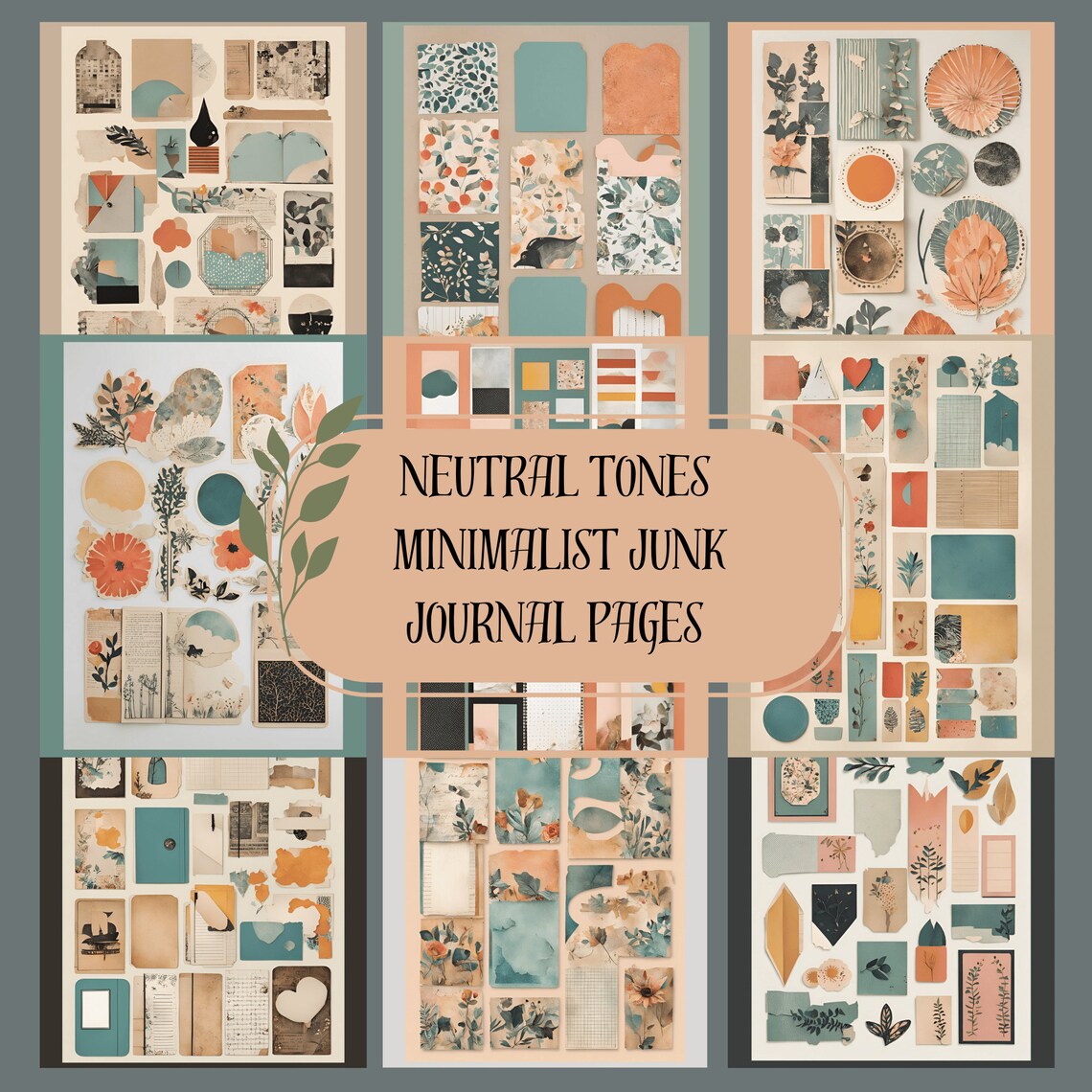 Printable Neutral Tones Junk Journal, Minimalist Scrapbook Ephemera ...