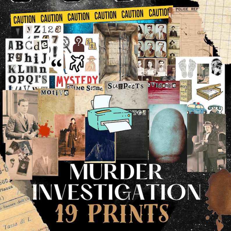 Crime Investigation Printable Scrapbook Ephemera, Junk Journal, Digital ...