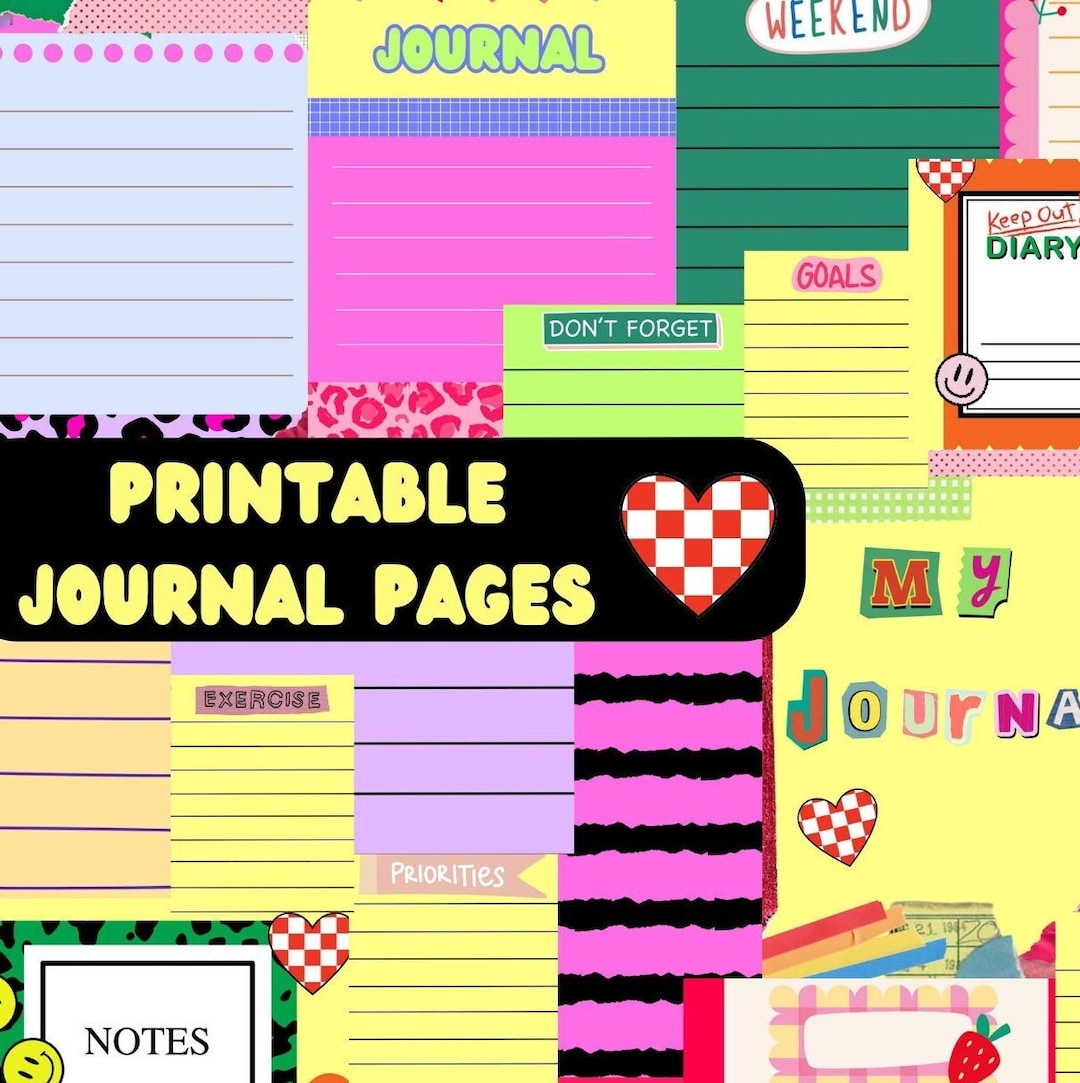 Printable Cute Journal Pages, Digital Journal Paper, DIY Journal, Funky ...