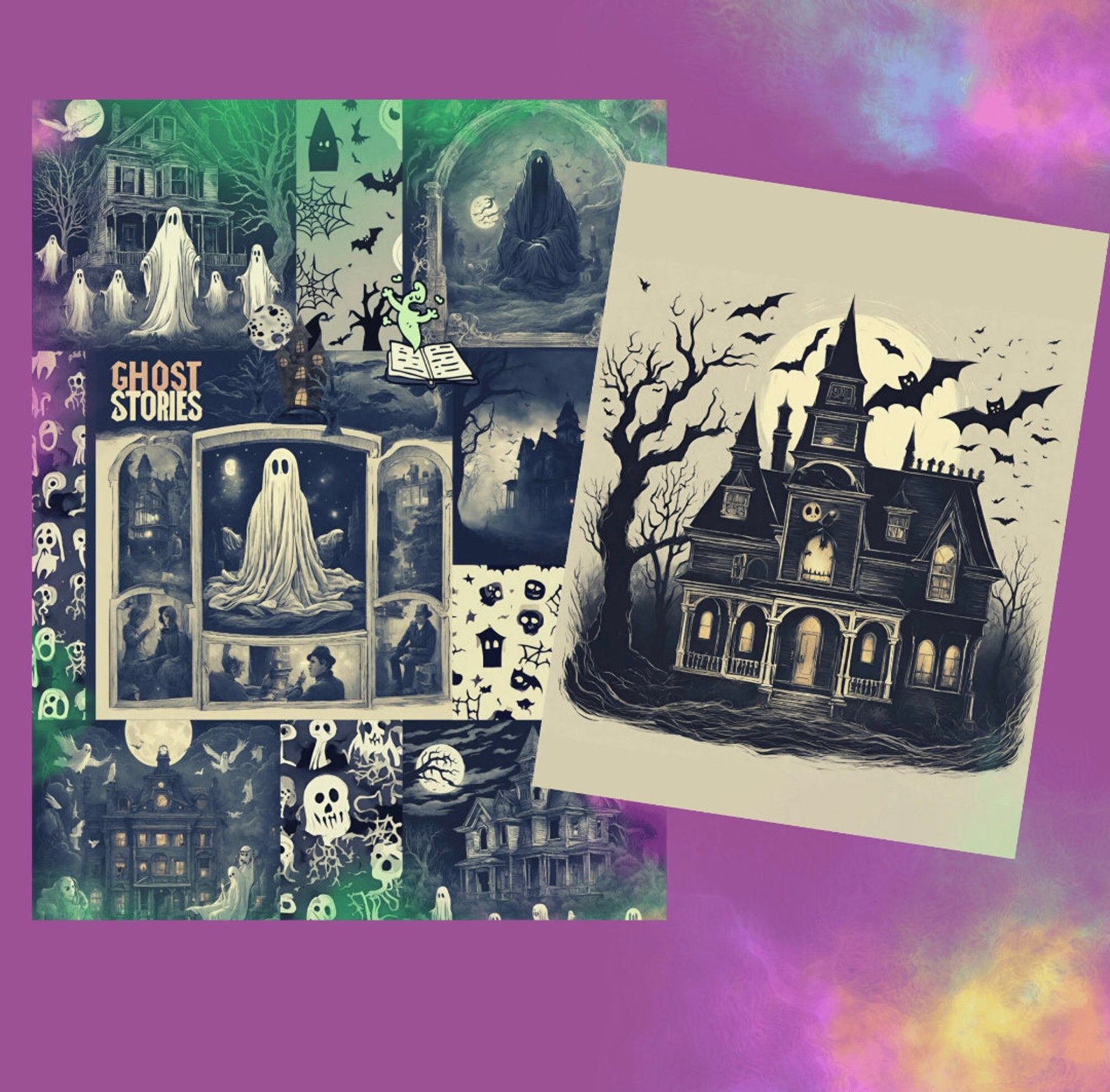 Printable Ghost Paper, Junk Journal Sheets, Haunted, Paranormal, Igital ...