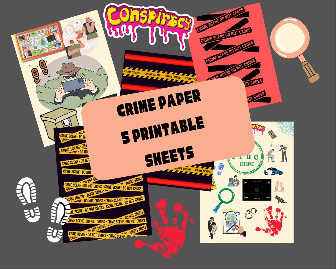 Digital Crime Paper, True Crime Decorative Paper Sheets, Scrapbook ...