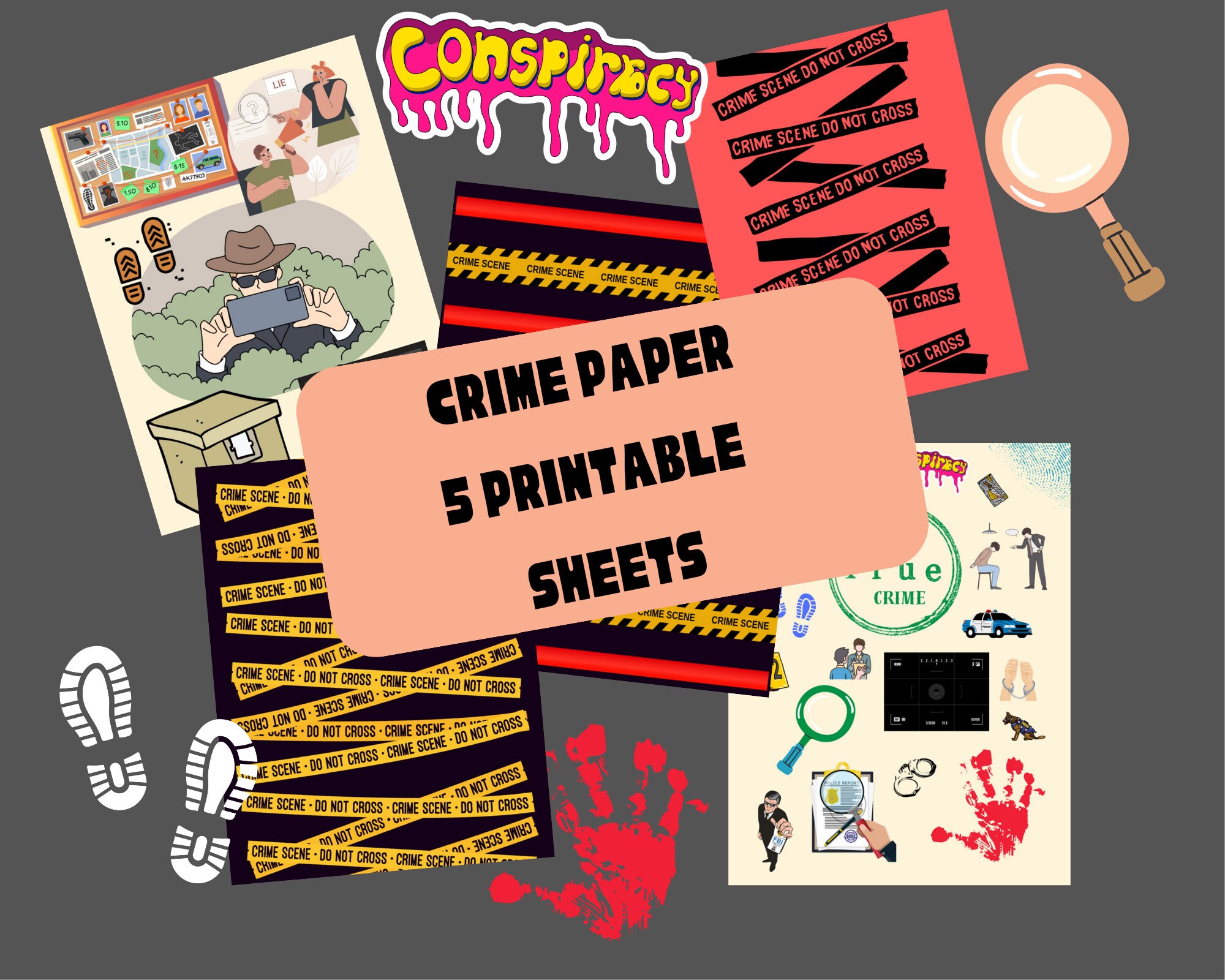 Digital Crime Paper, True Crime Decorative Paper Sheets, Scrapbook ...