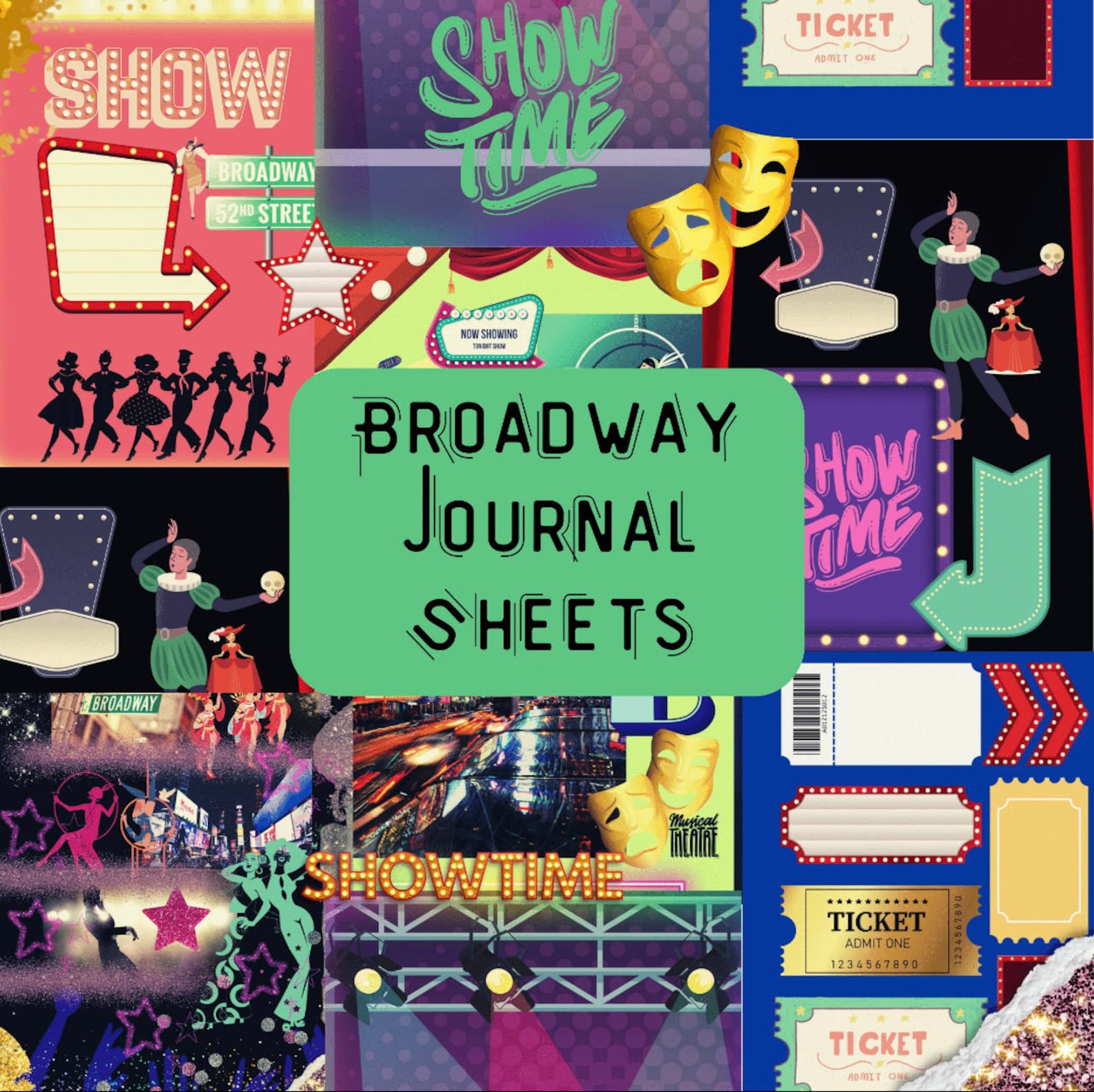 Printable Broadway Scrapbooking, Backgrounds, Digital Paper, Collage ...