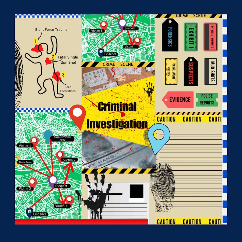 Criminal Investigation Prints, Journal Tags, Crime Map, Suspect, Junk ...