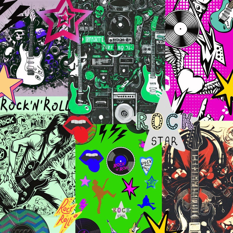 Printable Rock Star Paper, Music, Rock and Roll, Guitars, Journal Pages ...