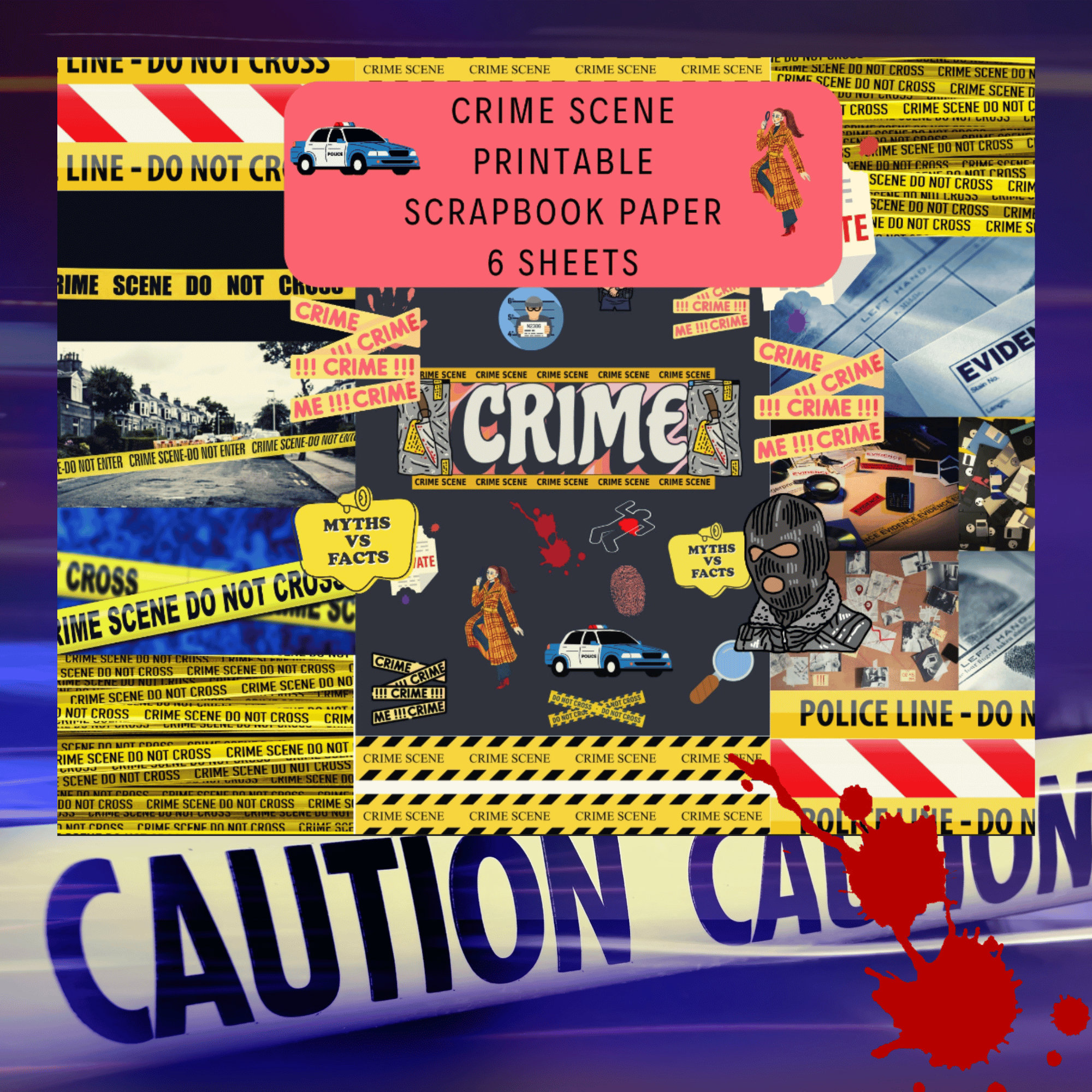 Crime Scene Paper Prints, Digital Download, Scrapbooking, DIY Craft - Etsy