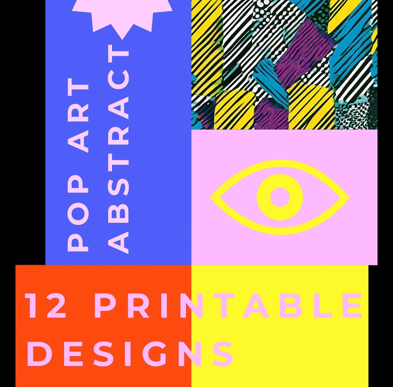 Printable Pop Art Abstract Sheets, Digital Download, Scrapbooking ...