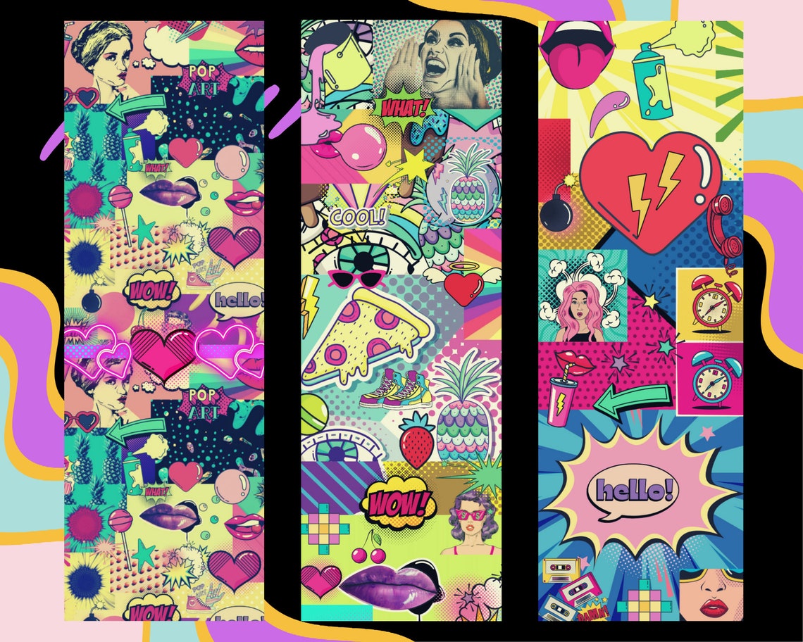 Pop Art Bookmarks, Comic Style, Digital Bookmarks, DIY Craft - Etsy