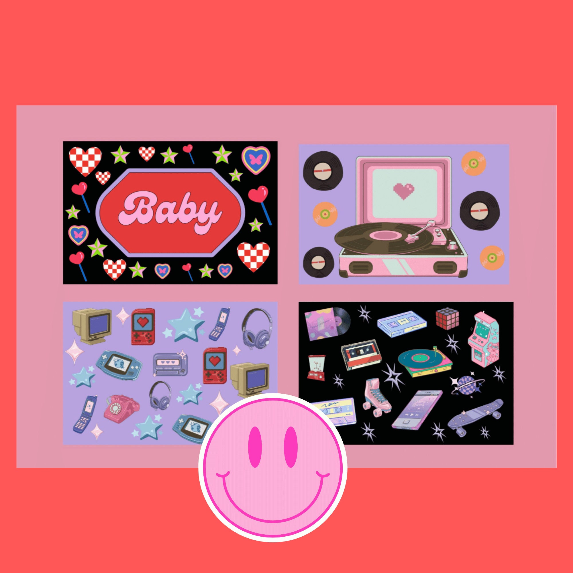 DIY Retro Stickers, 80s, 90s, Digital Prints, Retro PNG - Etsy