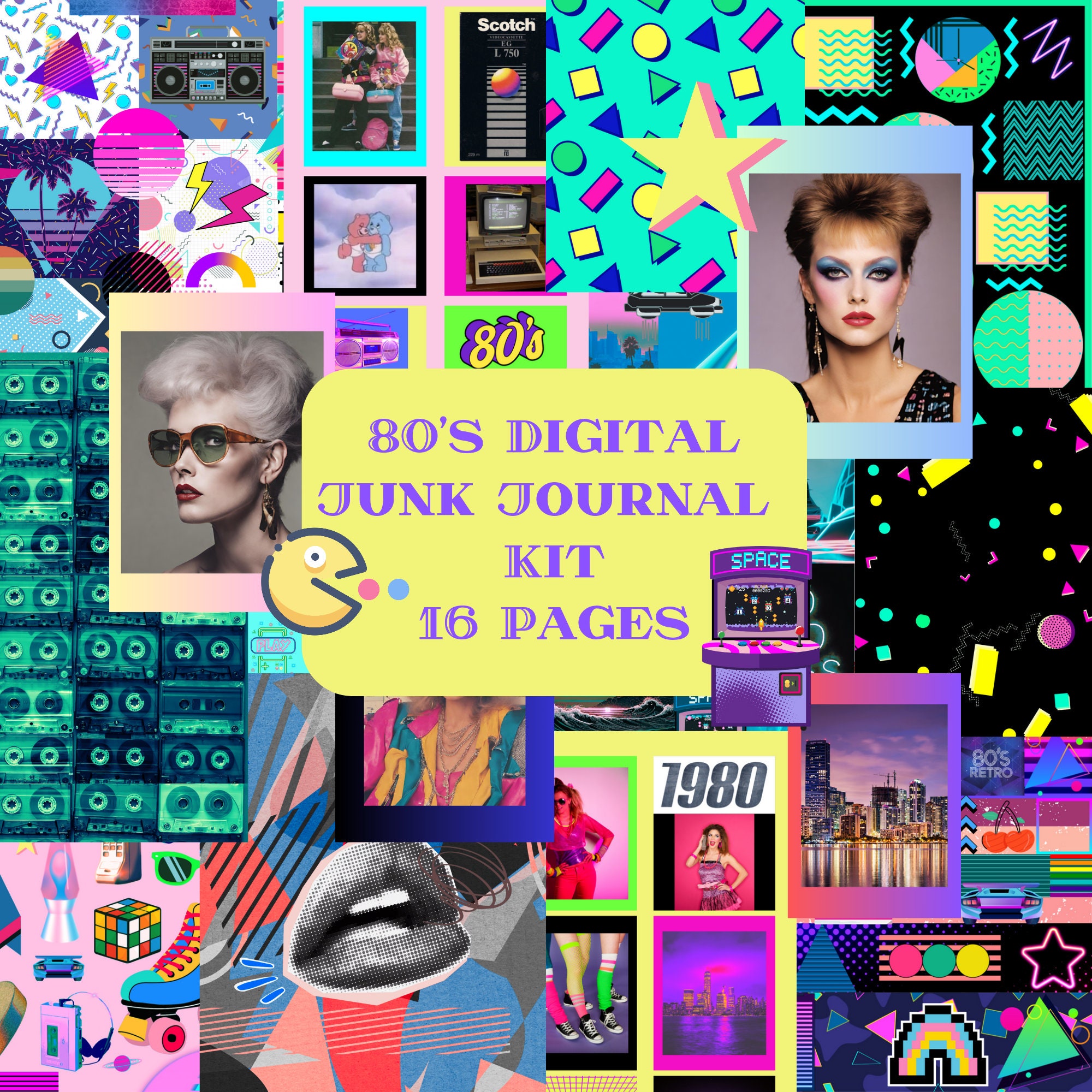 1980s Junk Journal Kit, 80s Prints, Retro, Collage, Scrapbooking ...
