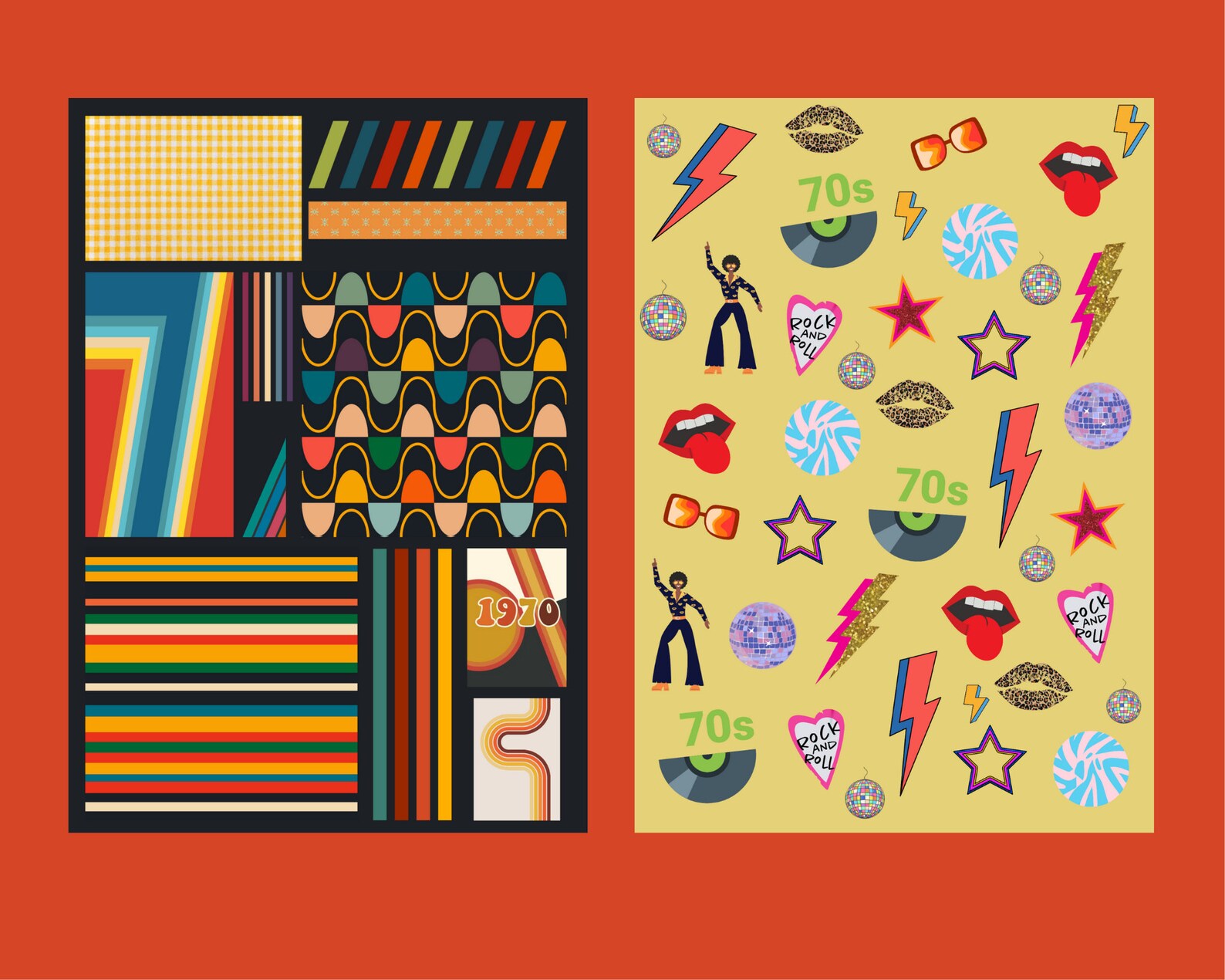 1970s Groovy Journal Papers, Collage Sheets, Digital Download - Etsy