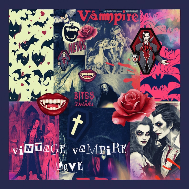 Printable Vintage Vampire Pages, Backgrounds, Halloween, Scrapbooking ...