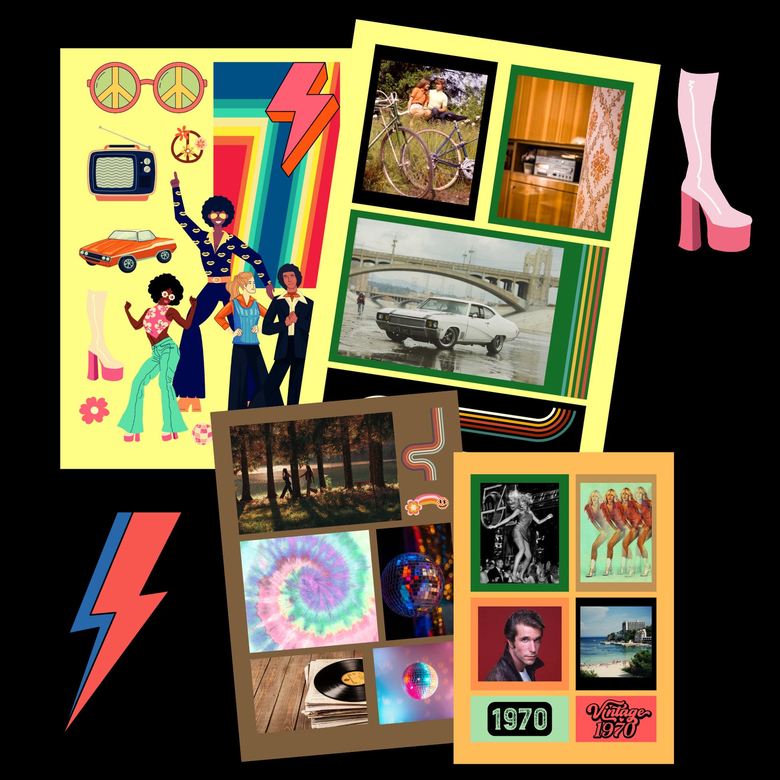 1970s Retro Junk Journal Kit: Groovy Scrapbook Ephemera (digital ...