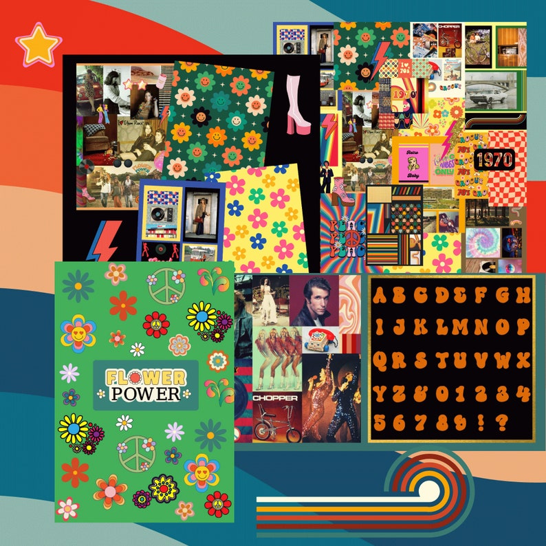 1970s Printable Scrapbooking, Junk Journal, DIY Craft, PNG Prints ...