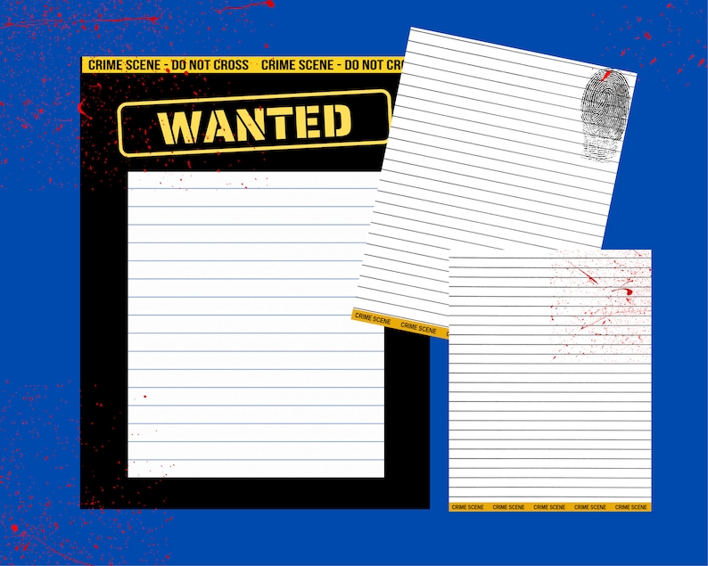 Crime Stationery Set, Printable Crime Notepaper, True Crime, Crime ...
