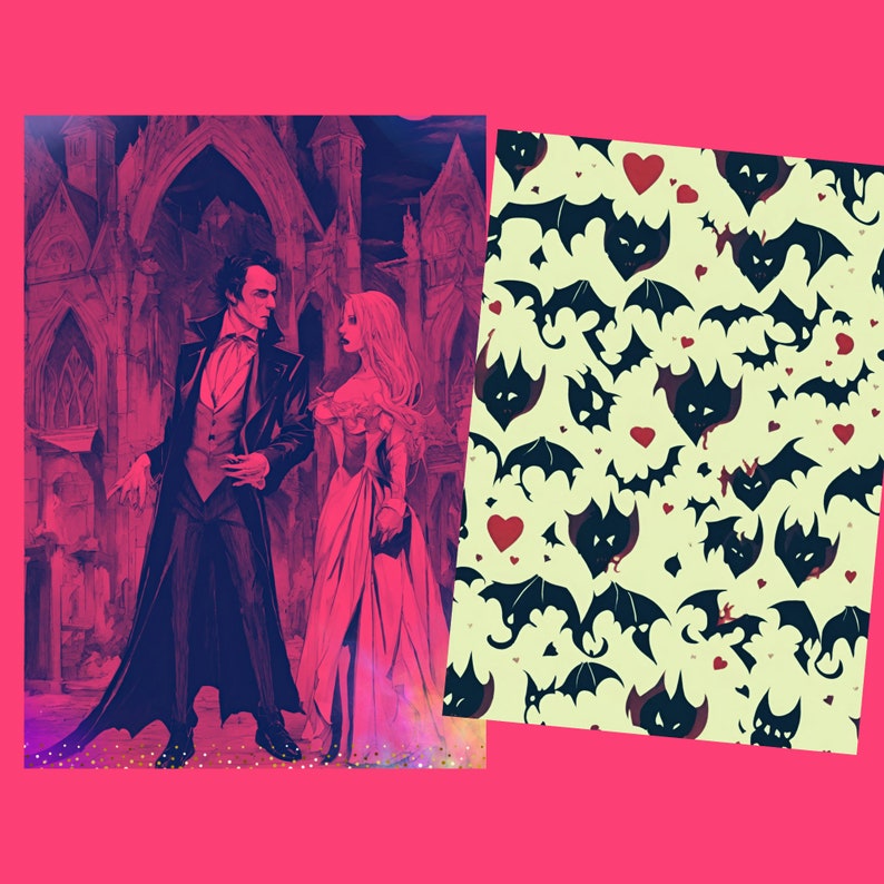 Vintage Vampire Journal Papers, Digital Prints, Backgrounds, Halloween ...