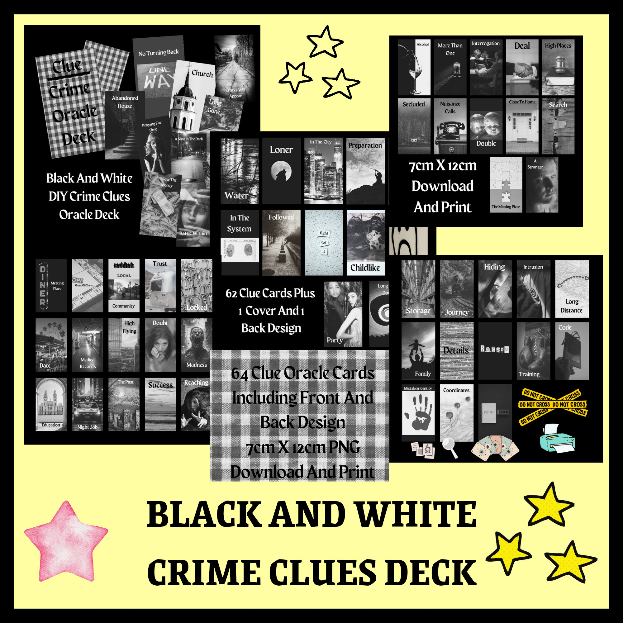 Printable Oracle Decks, Shop Bundle, Digital Tarot Cards, True Crime ...