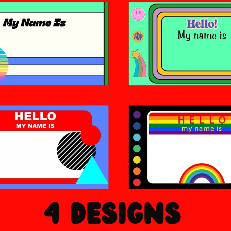 Name Tag Prints Digital Labels Badge Inserts PNG - Etsy