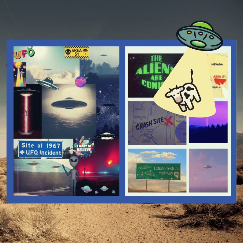 Printable UFO Junk Journal, Collage Sheets, Digital Download, DIY Craft ...