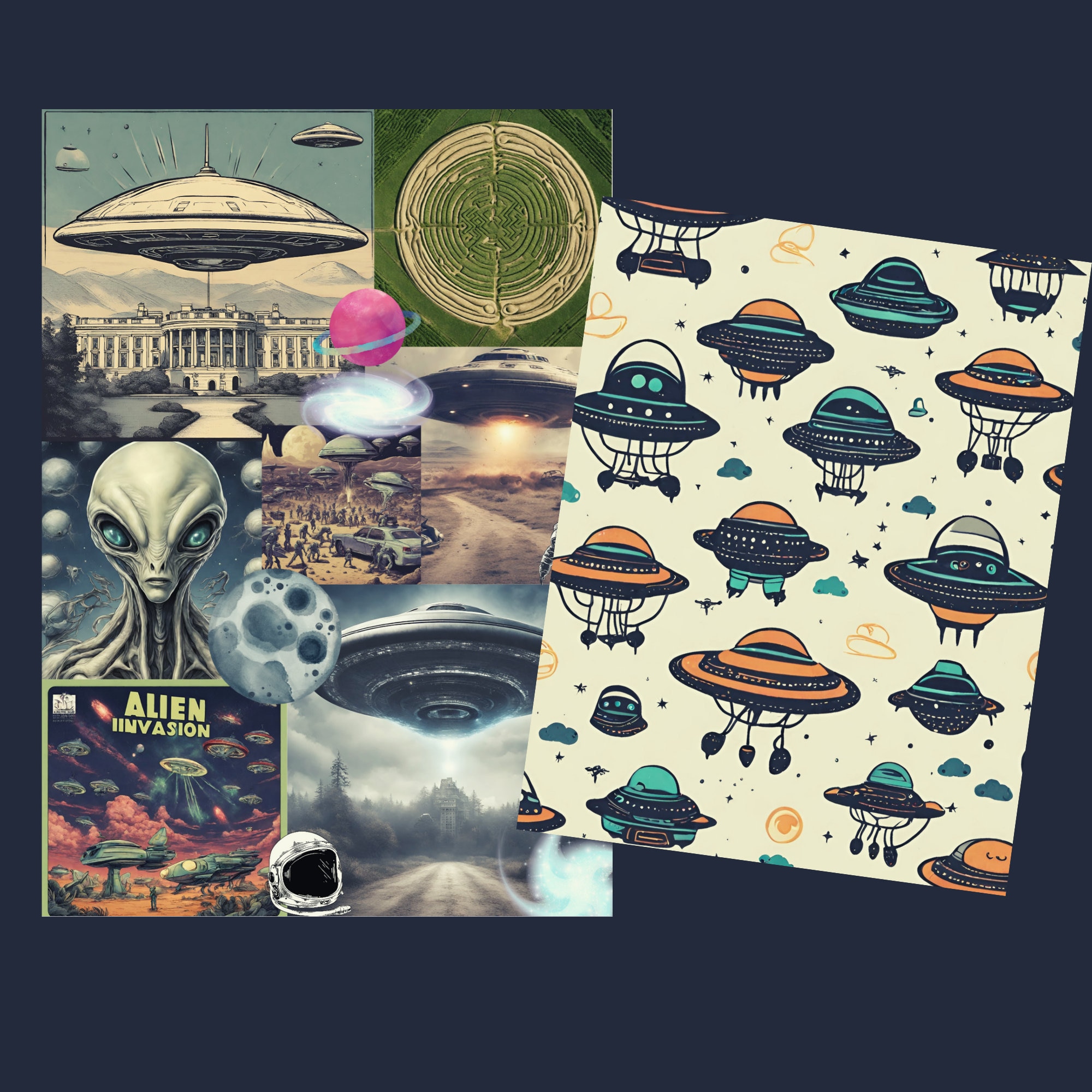 Printable Alien Invasion Papers, Scrapbook Ephemera, Space, Backgrounds ...