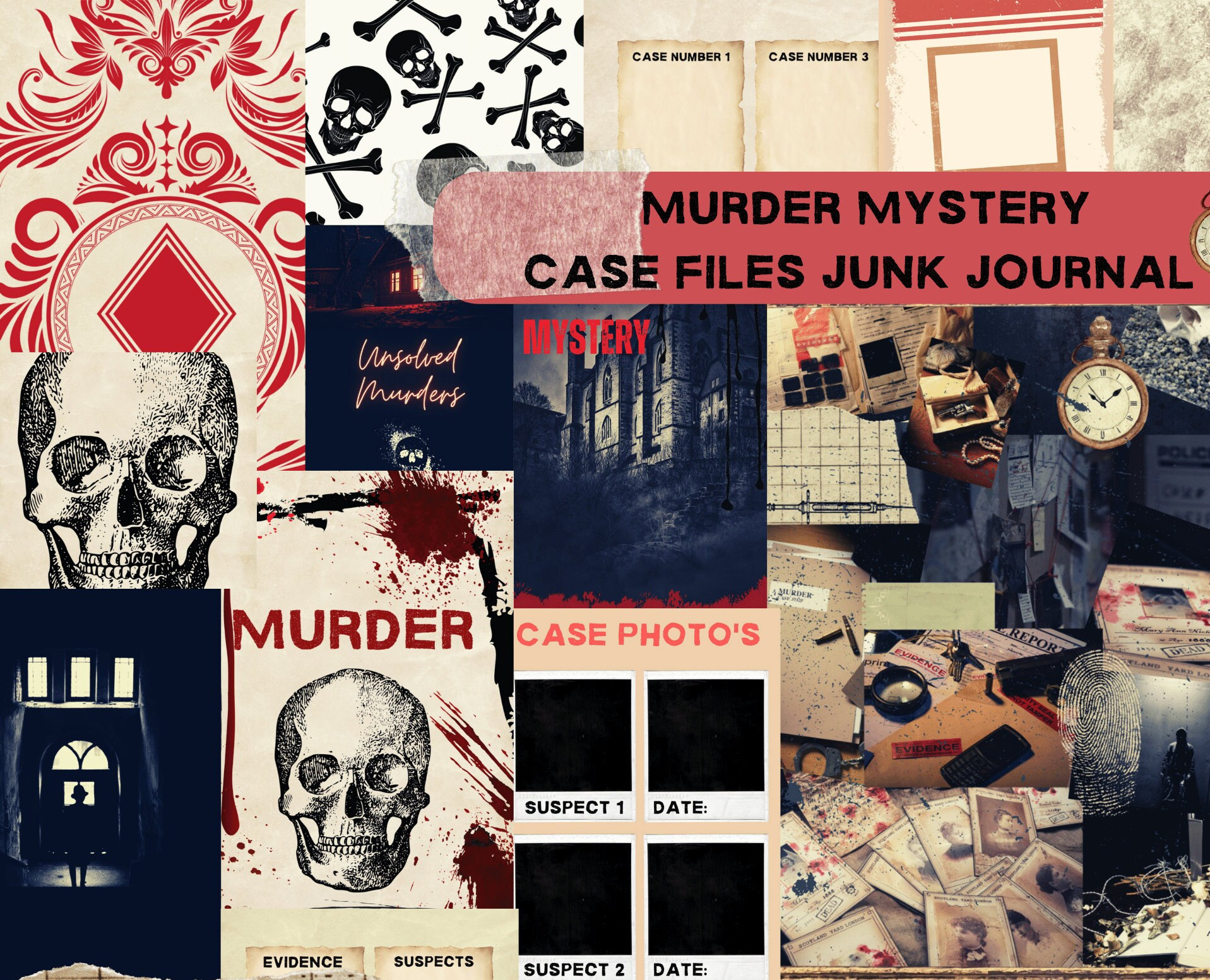 Printable Crime Sheets, Murder Files, DIY True Crime Scrapbooking, Junk ...