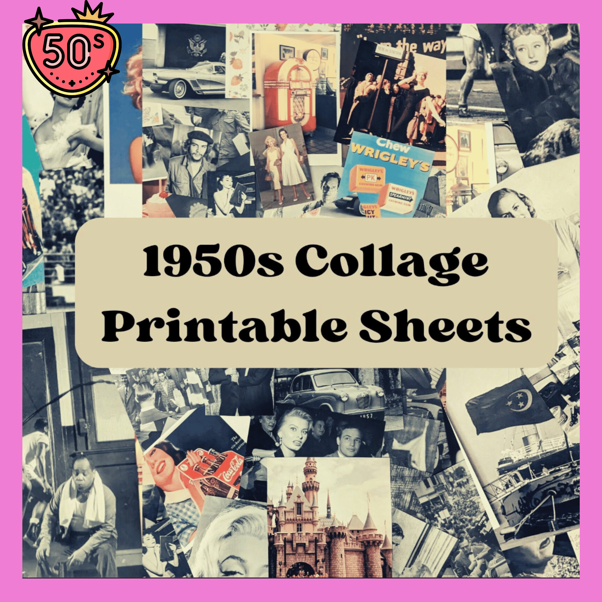 Printable 1950s Collage Art, Scrapbooking, Junk Journal, Digital ...