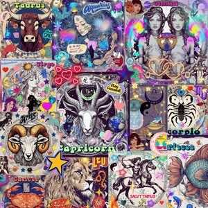 Printable Astrology Sheets, Zodiac Collage Paper, Star Sign Prints, DIY ...