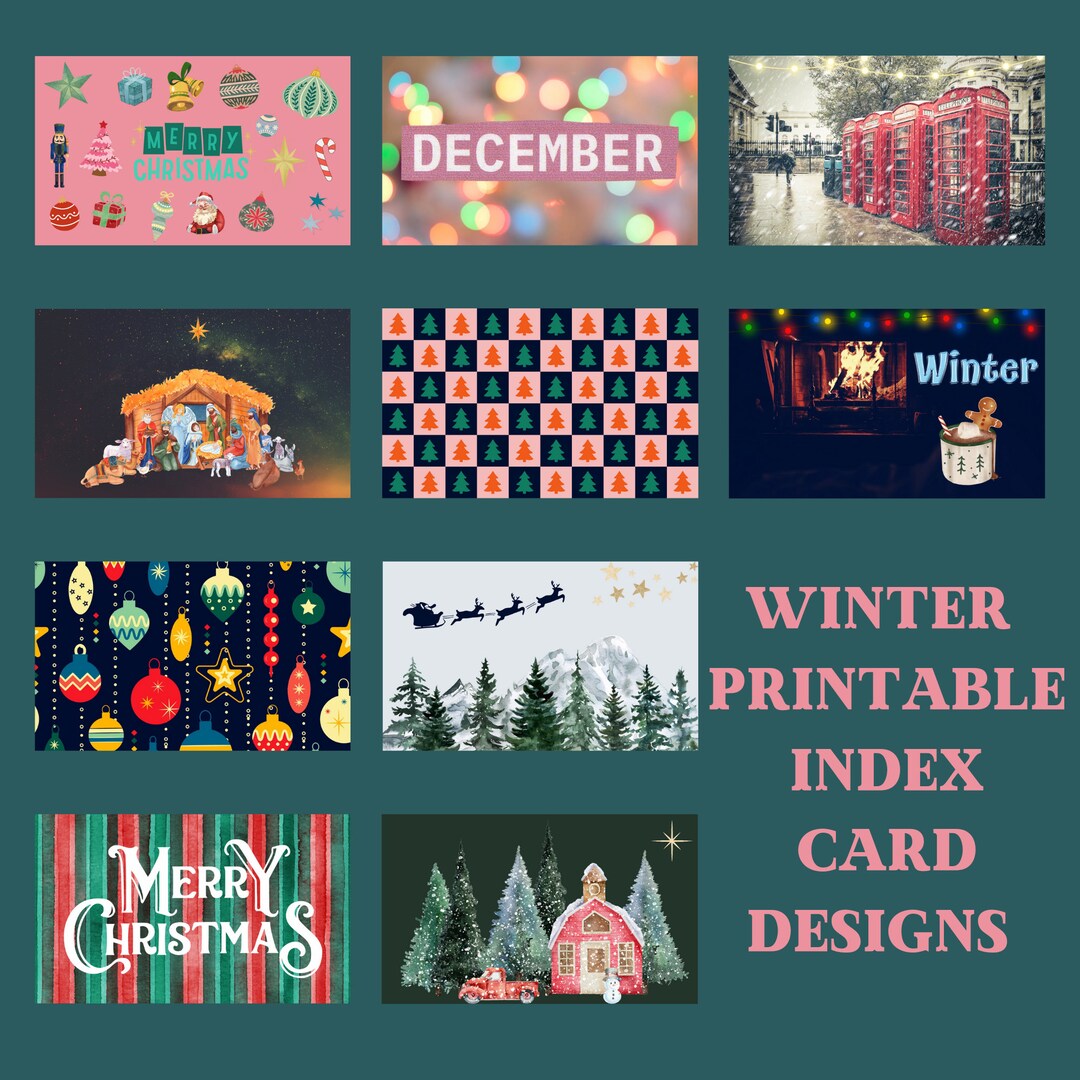 Winter Printable Index Card Designs, Journal Cards, Journal Tags, DIY ...