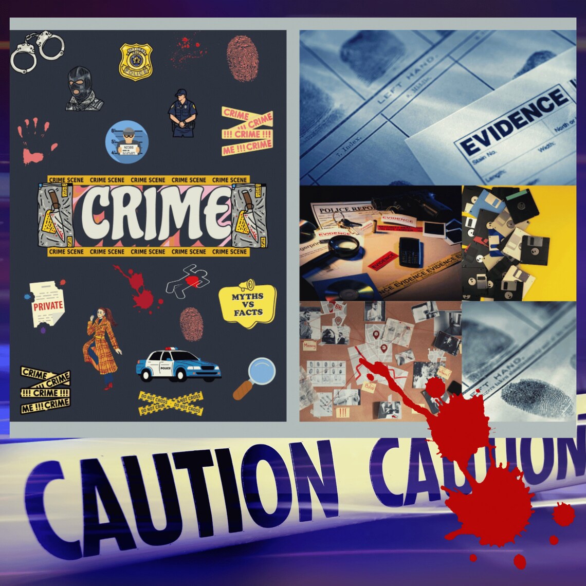 Crime Scene Paper Prints, Digital Download, Scrapbooking, DIY Craft - Etsy