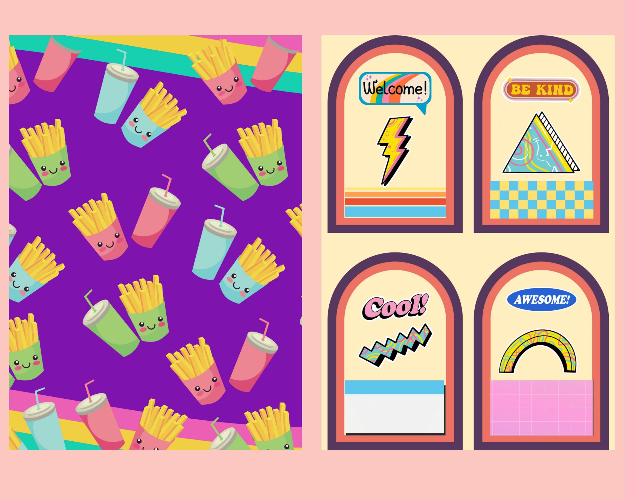 Retro Style Prints Pastel 80s Peachy Digital Paper DIY - Etsy