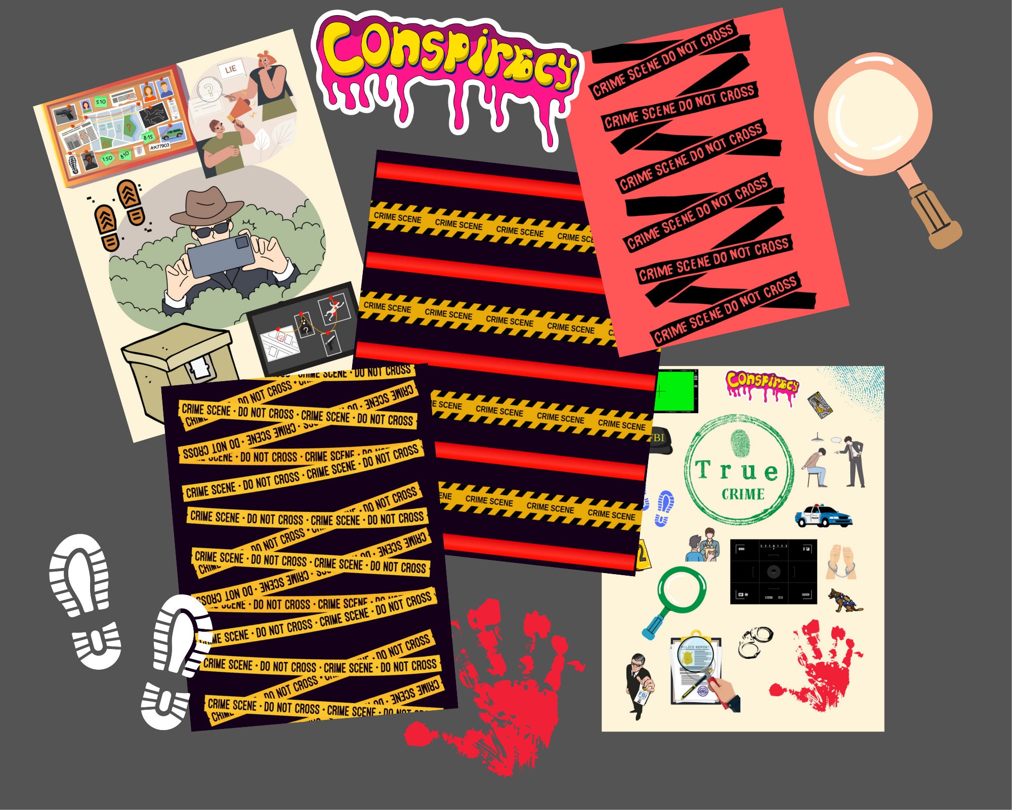 Digital Crime Paper, True Crime Decorative Paper Sheets, Scrapbook ...