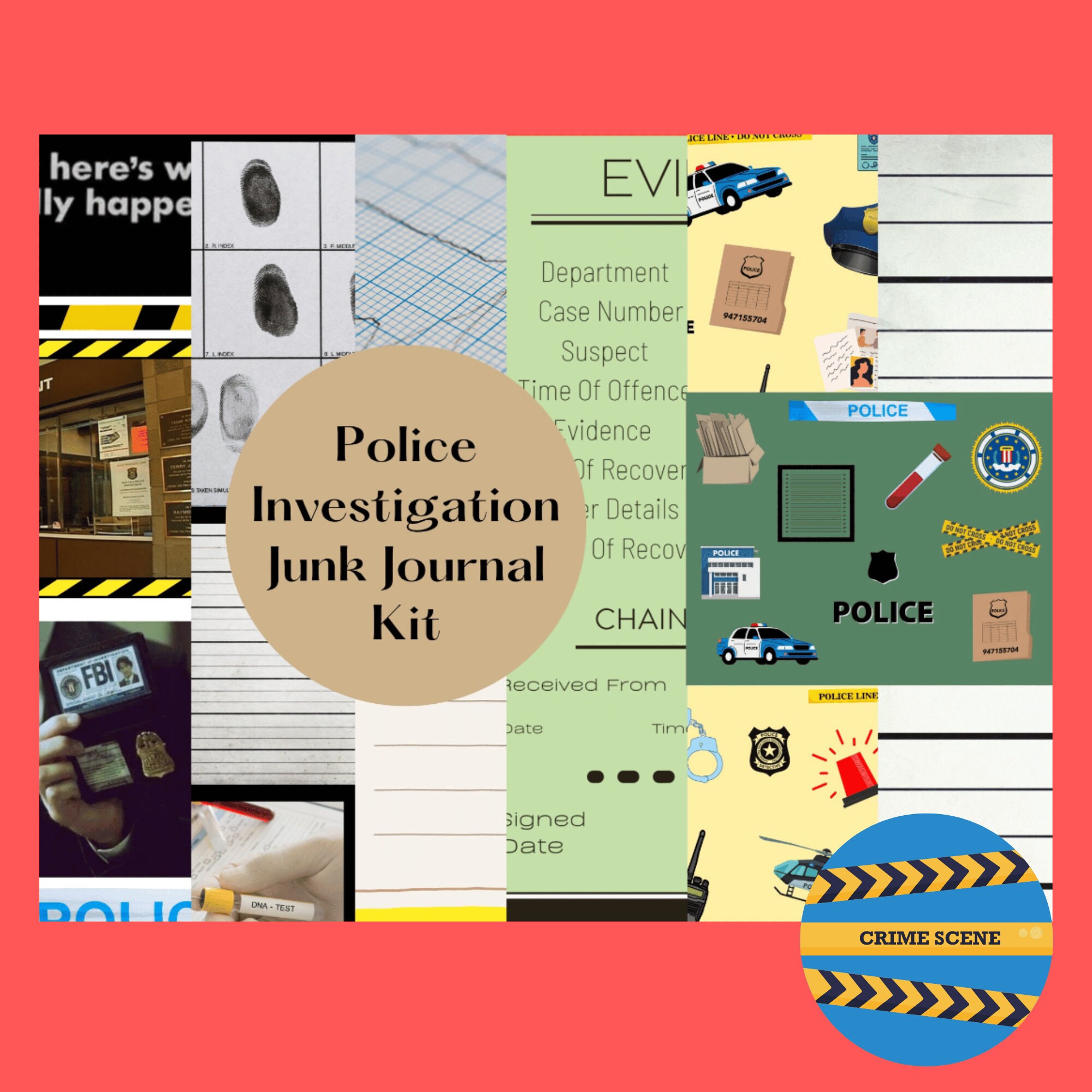 Printable Police Investigation Journal Kit, Backgrounds, Crime Report ...