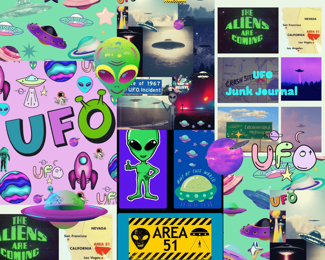 UFO Junk Journal Kit, Area 51, Aliens, Digital Paper, DIY Craft ...