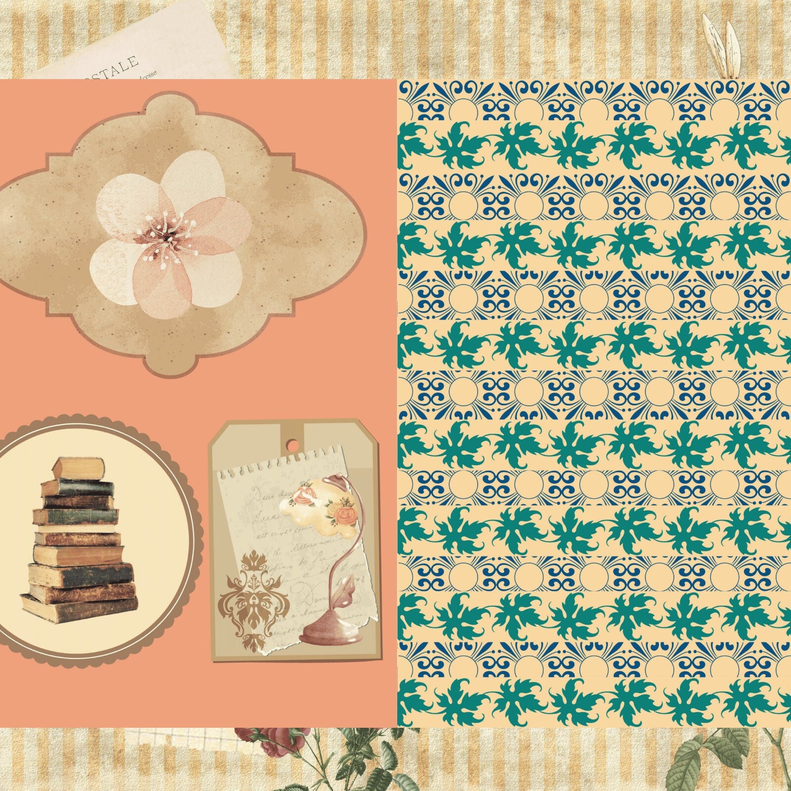 Vintage Journal Backgrounds, Junk Journal Kit, Digital Paper, Journal ...