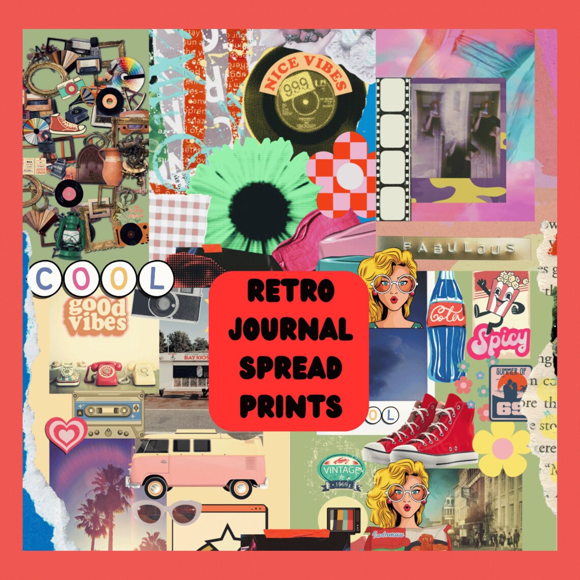 Retro Journal Spread Pages: Collage Ephemera (PNG Digital Prints) - Etsy