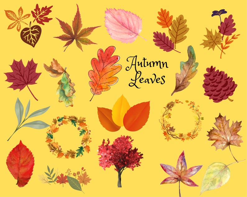 Autumn Leaves Clip Art Set Wreath Fall Decor Journal Art - Etsy